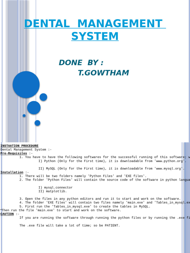 Dental Management System Ppt | PDF | Computer File | Information Technology