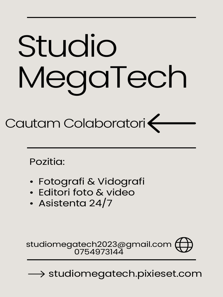 Studio Megatech: Cautam Colaboratori | PDF