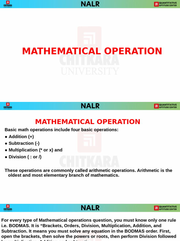 Basic Arithmetic Operations Explained | PDF | Multiplication | Division (Mathematics)