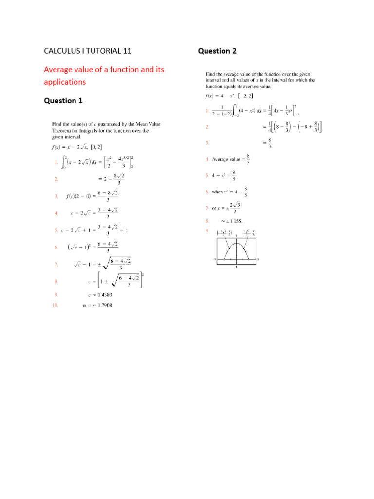 Math 101 Tutorial 11 | PDF