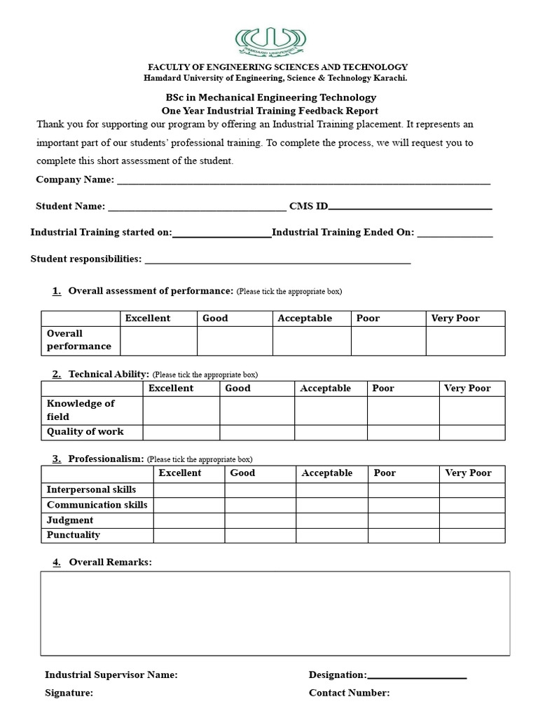 Industrial Training Feedback Report | PDF