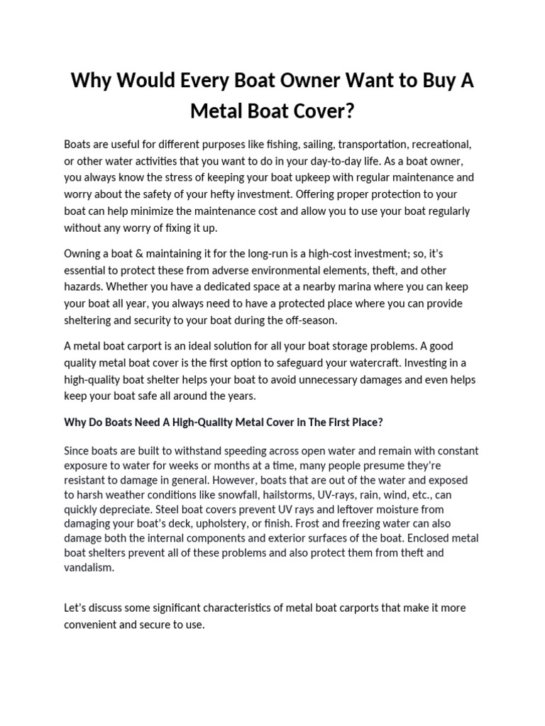 Benefits of Metal Boat Covers | PDF | Boats | Hail