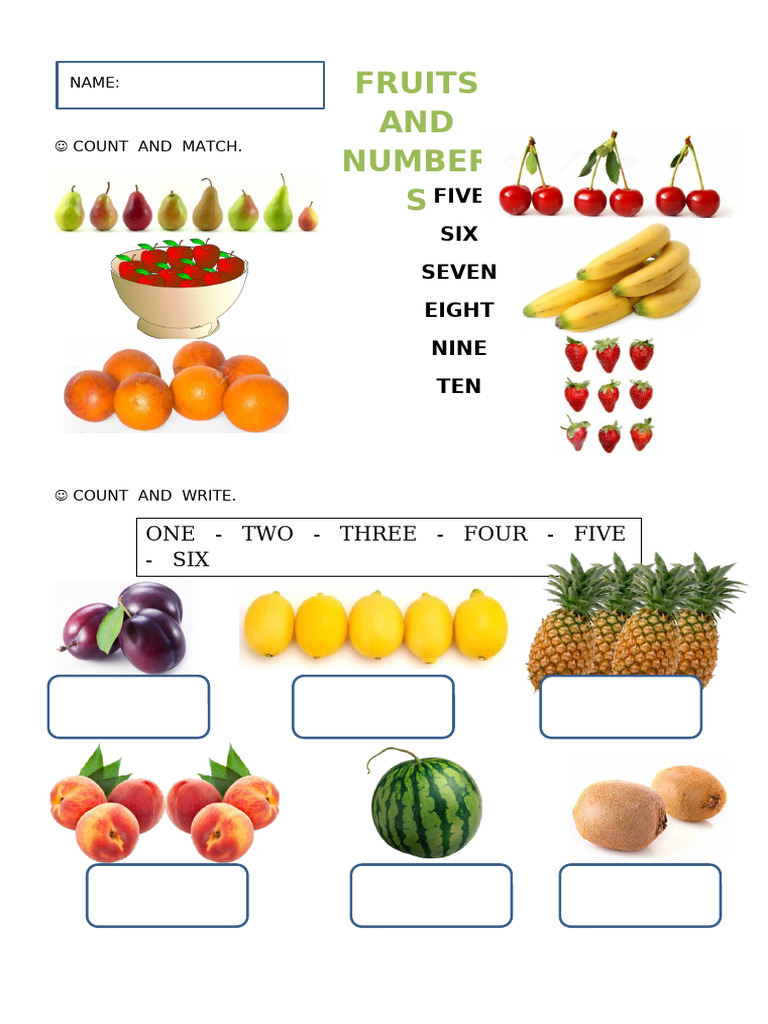Counting and Matching Fruits Activity | PDF