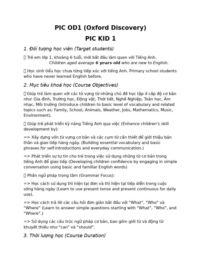 PIC OD1 (KID1) Bản Hoàn Chỉnh | PDF