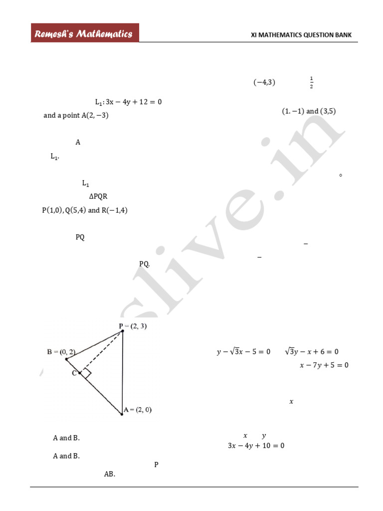 Triangle PQ: Line Equations and Perpendiculars | PDF | Line (Geometry ...