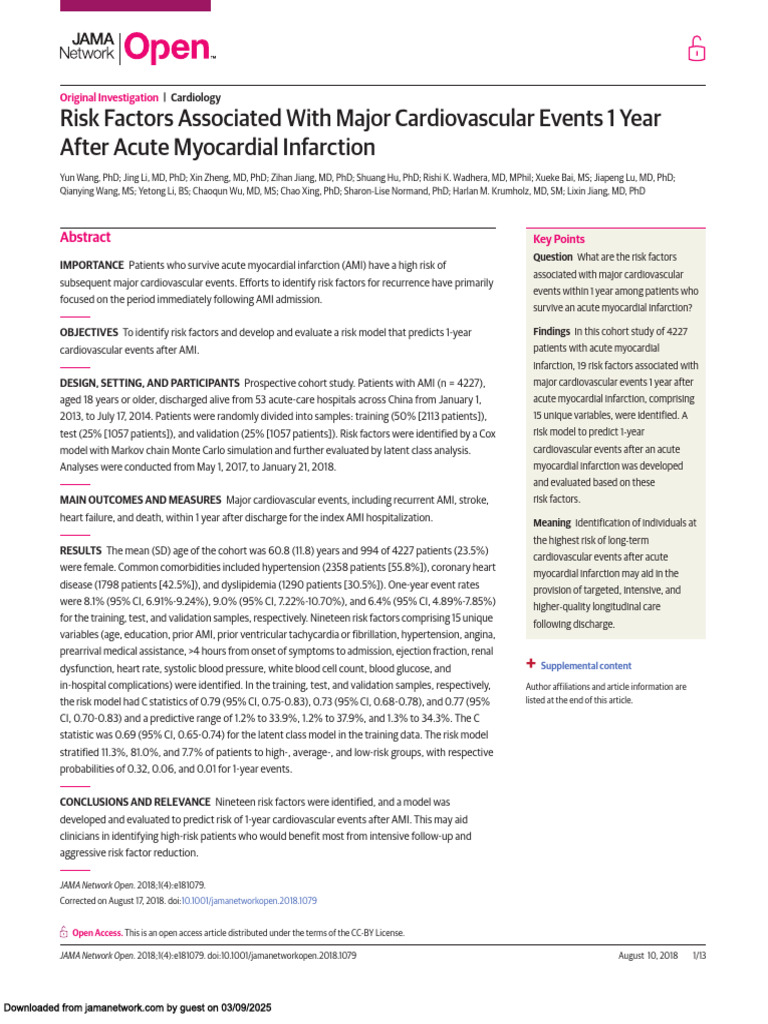 Risk Factors Associated With Major Cardiovascular Events | PDF ...
