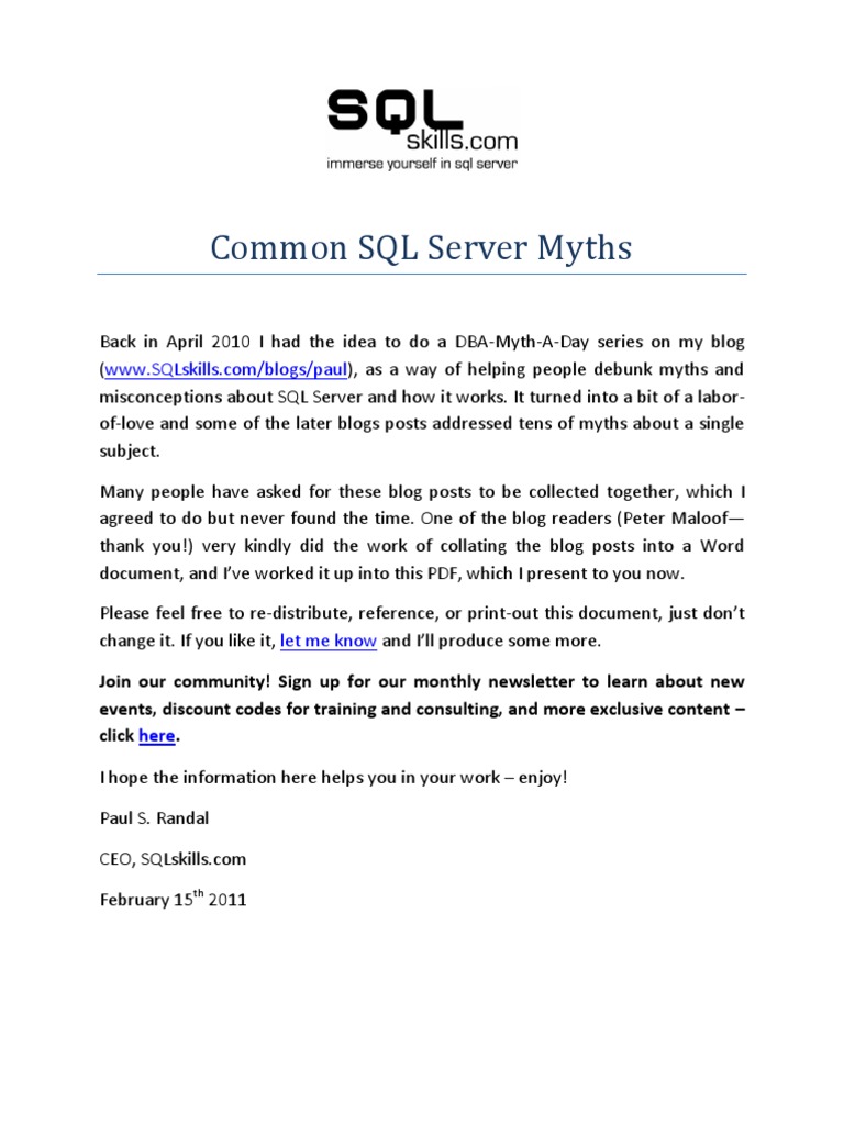 Debunking Common Myths About Sql Server An In Depth Collection Of Sql