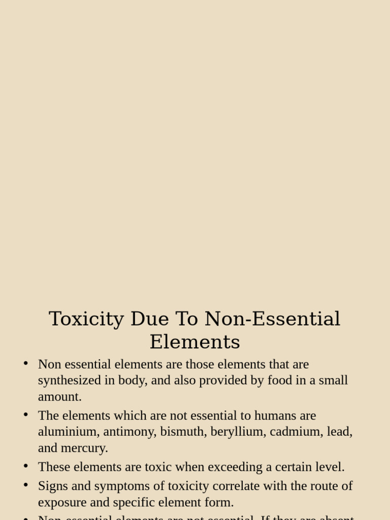 Toxicity Due To Non Essential Elements and Speciation | PDF | Drug ...