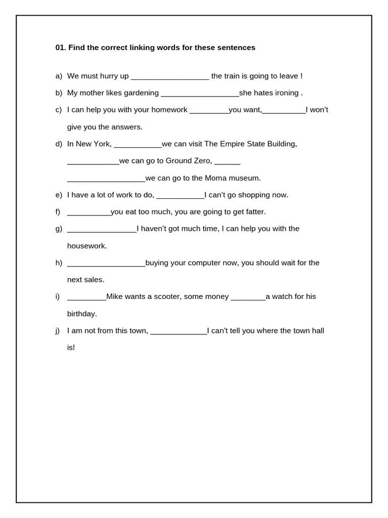 Linkin Words Worksheet 02 | PDF
