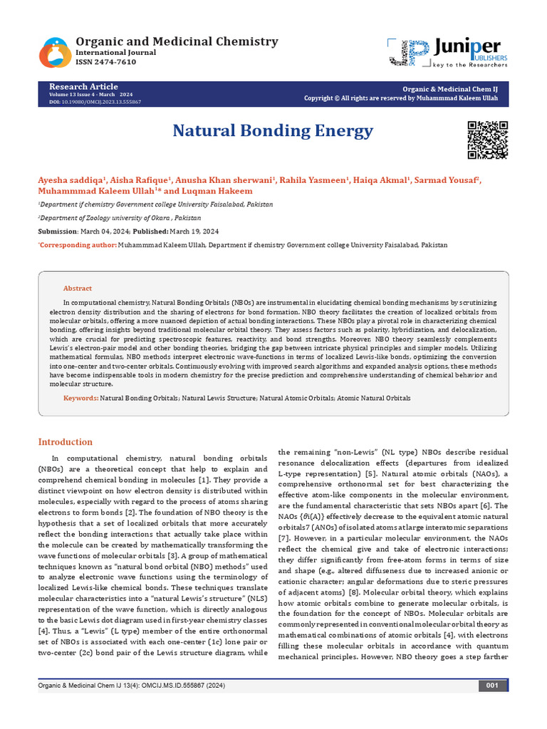 Natural Bonding Theory | PDF | Chemical Bond | Molecular Orbital
