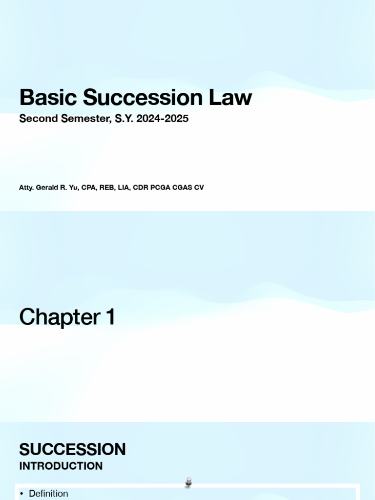 Basic Succession Law Discussion Material PRELIM 2025 | PDF | Will And ...
