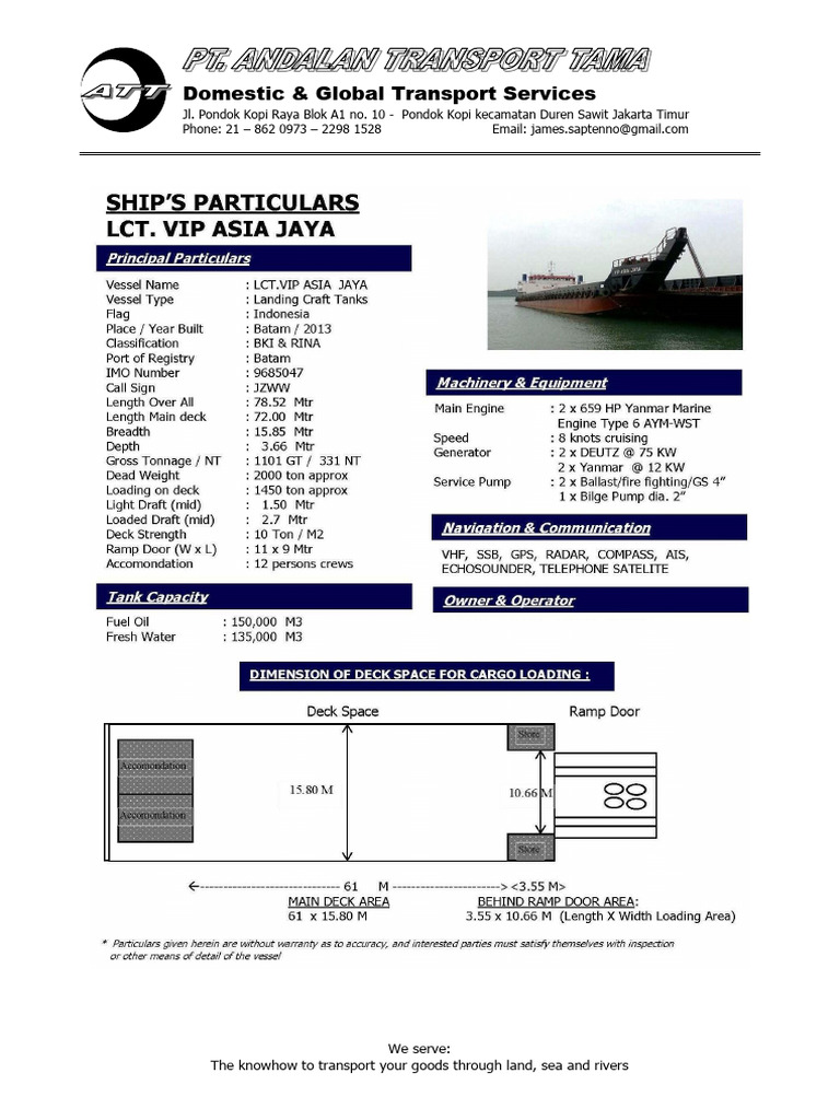 LCT Vip Asia Jaya 2000 DWT | PDF