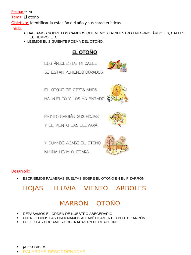 Actividades sobre el Otoño Infantil | PDF