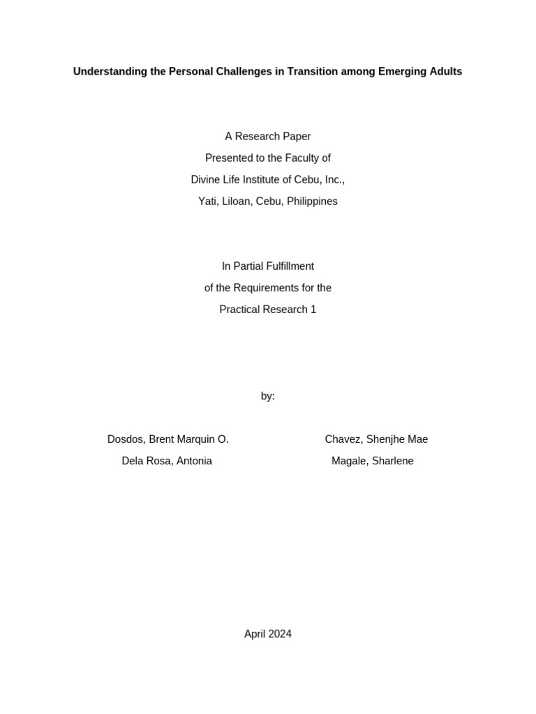 A Research Paper Example | PDF | Psychological Resilience | Adults