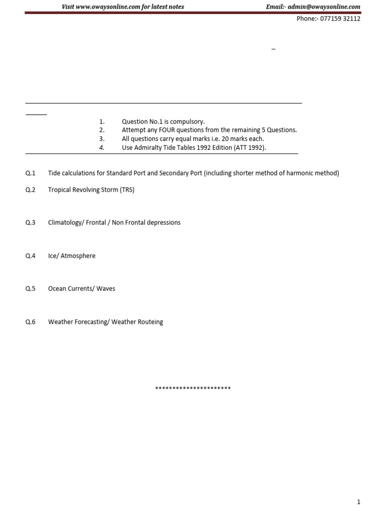 Metereology Phase I Past Question Papers Till Jan25 Uuxvsp | PDF