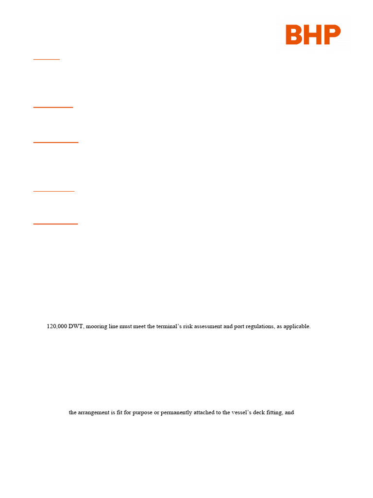 BHP Port Hedland Mooring Standards | PDF | Rope