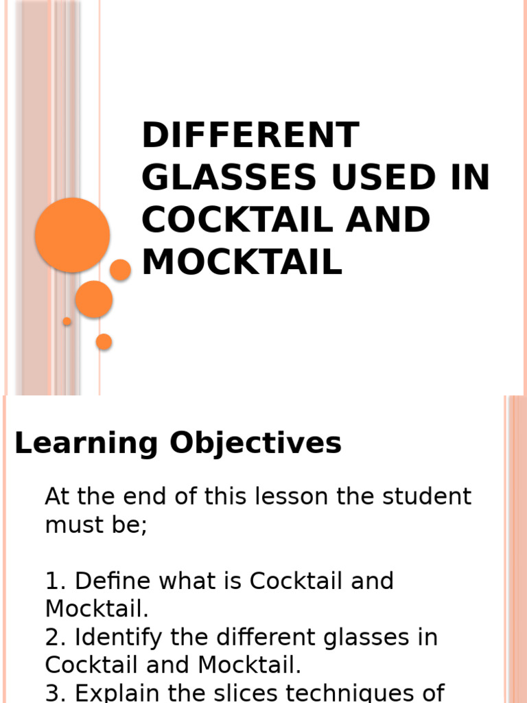 DIFFERENT GLASSES USED IN COCKTAIL AND MOCKTAIL | PDF