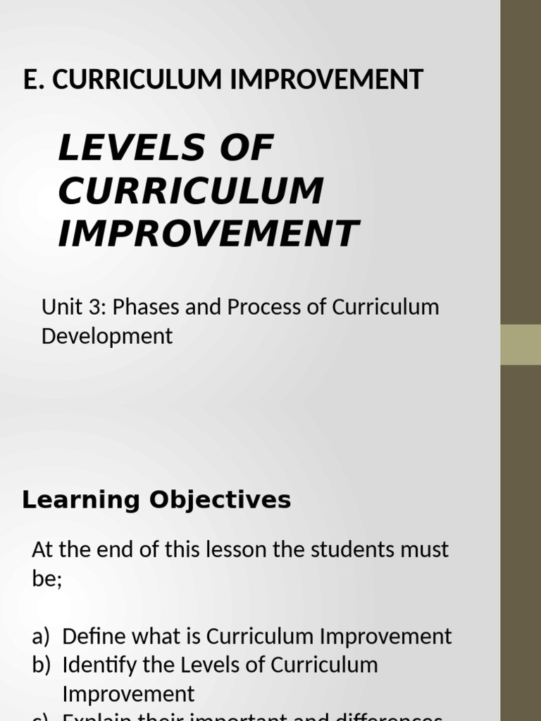 Levels of Curriculum | PDF | Curriculum | Learning