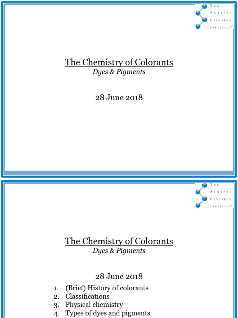 Chemistry of Dyes and Pigments | PDF | Dye | Dyeing