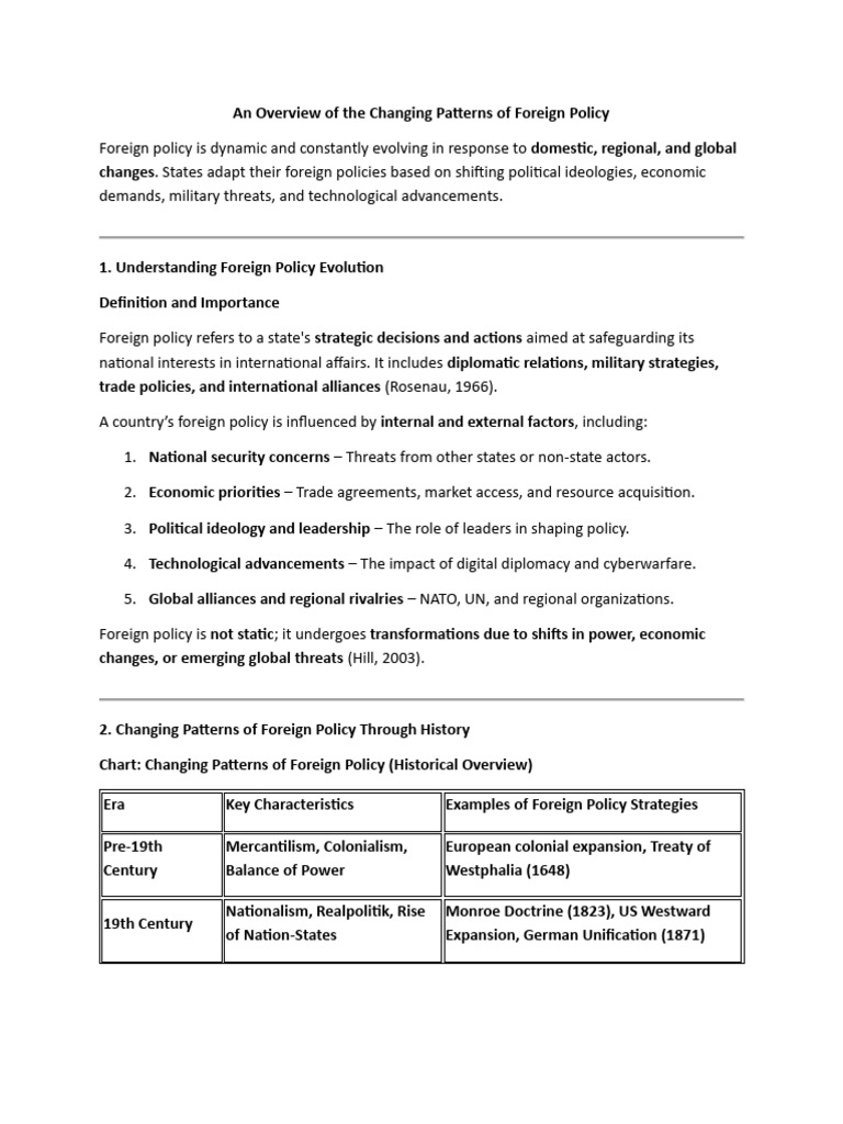 An Overview of The Changing Patterns of Foreign Policy | PDF | Cold War ...