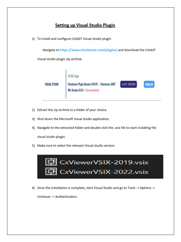 Visual Studio Plugin For Checkmarx | PDF | Zip (File Format) | System Software