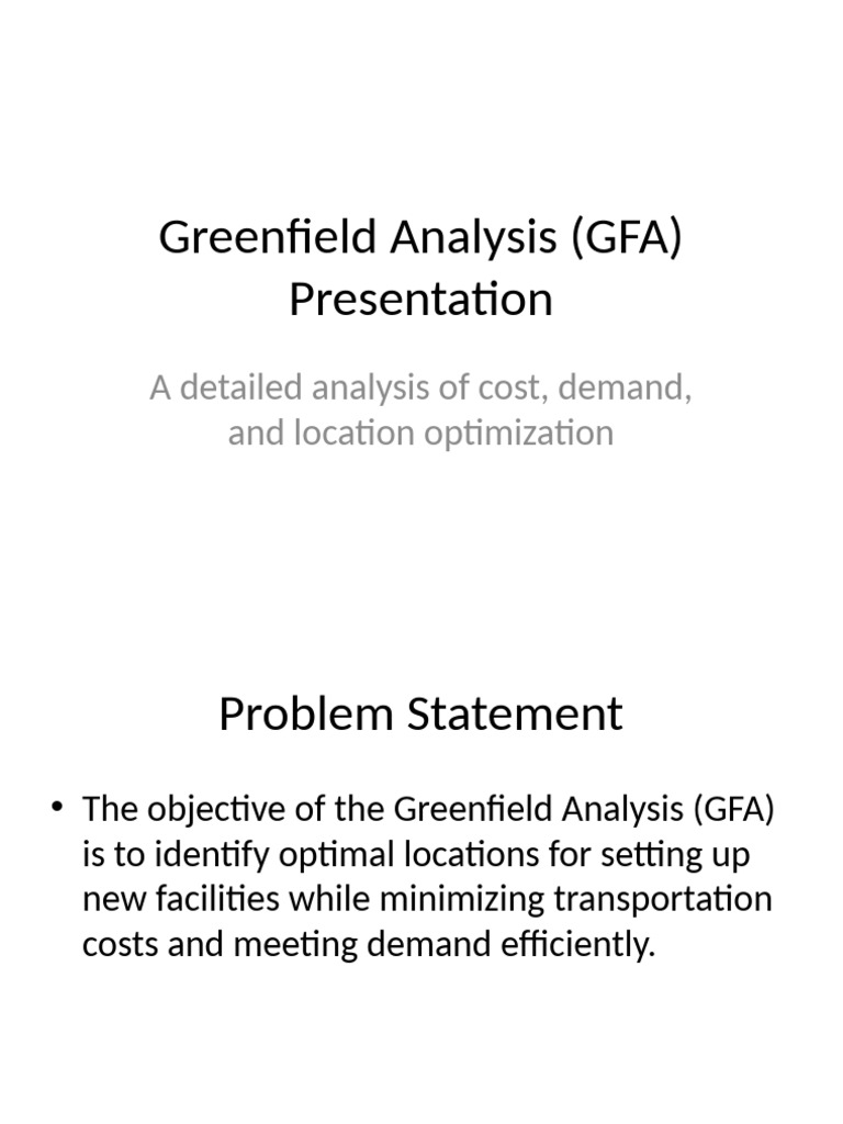 Greenfield Analysis Presentation | PDF