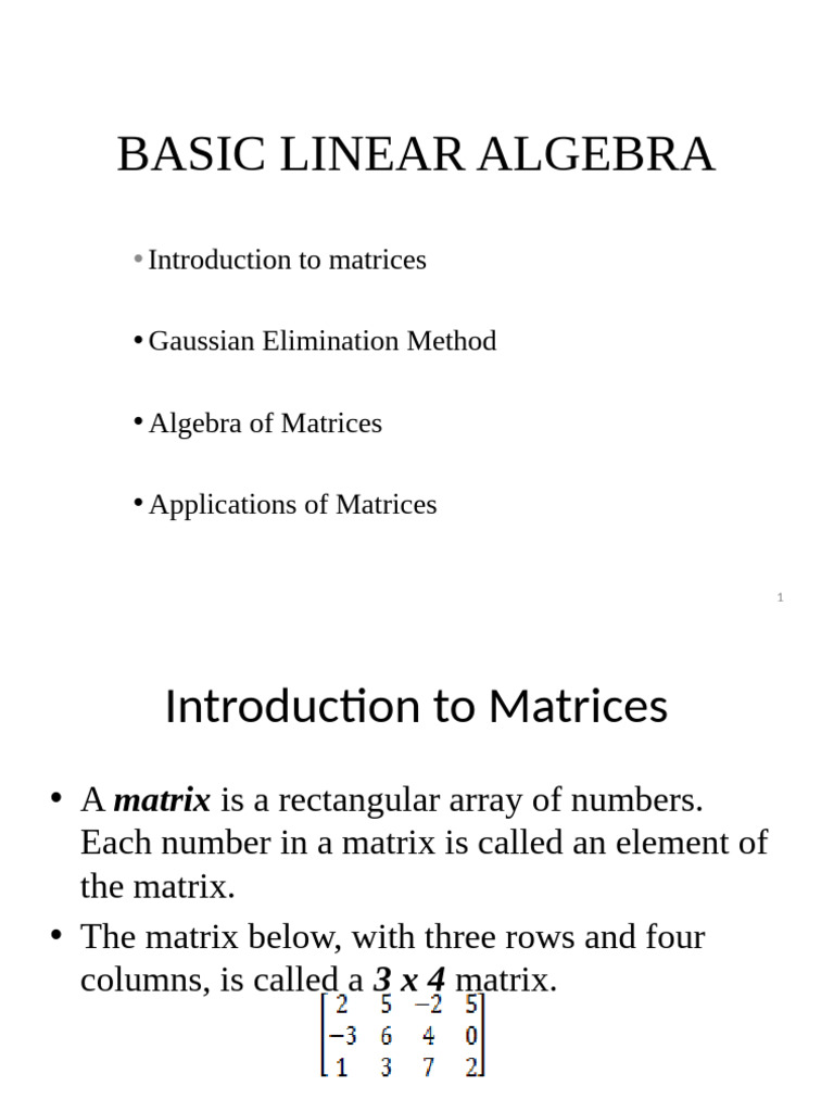 Basic Linear Algebra | PDF | Matrix (Mathematics) | Mathematical Physics