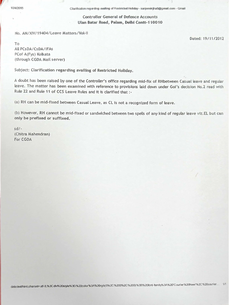 CGDA Letter of CL and RH | PDF