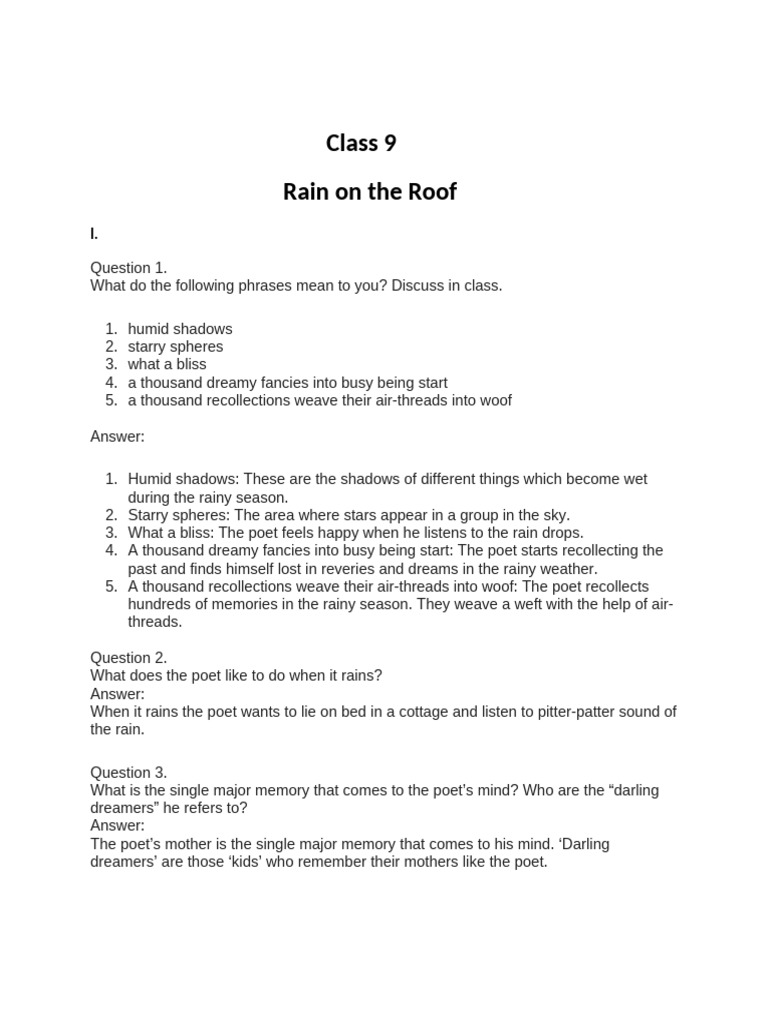 CONLIB Class9rainontheroof 20240629165351 (1) | PDF