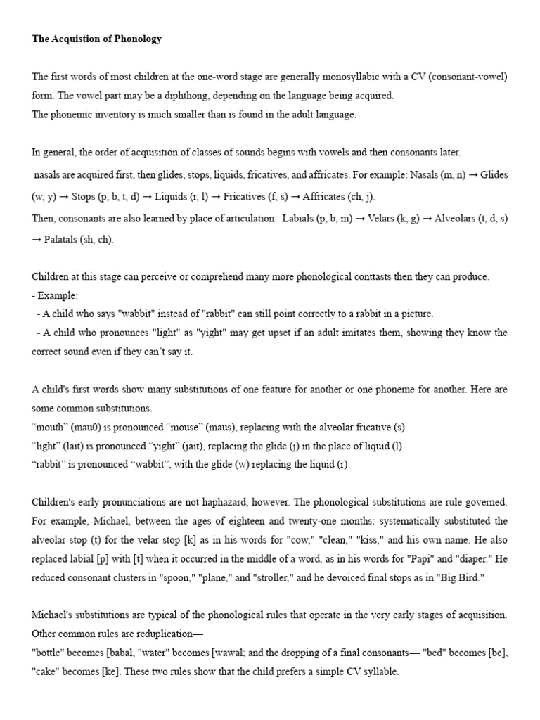 Phonological Acquisition in Children | PDF | Consonant | Linguistics