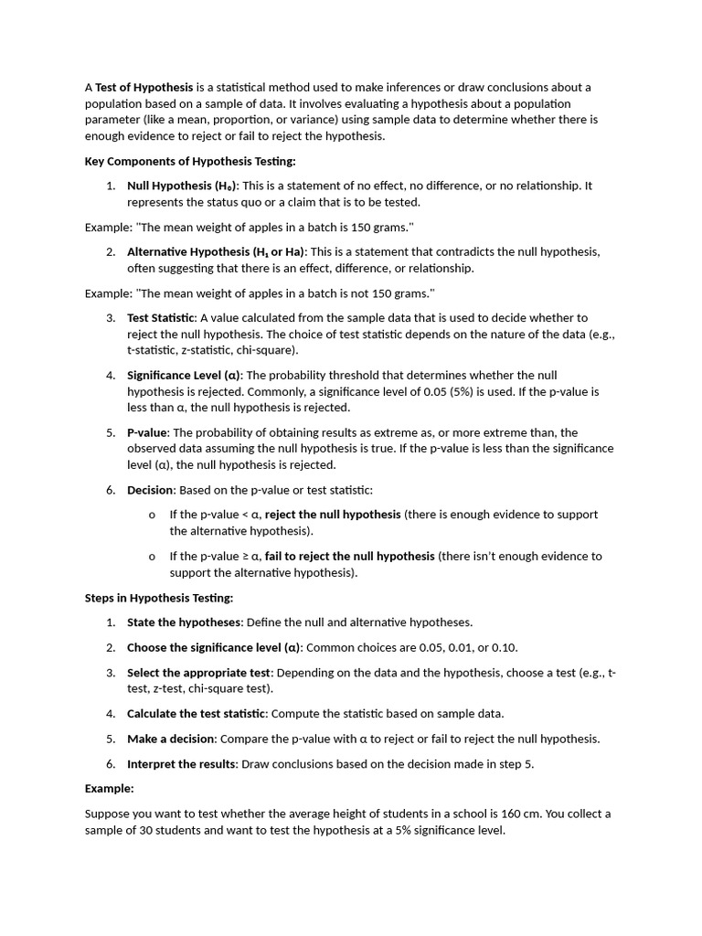 Understanding Hypothesis Testing Basics | PDF | P Value | Statistical ...