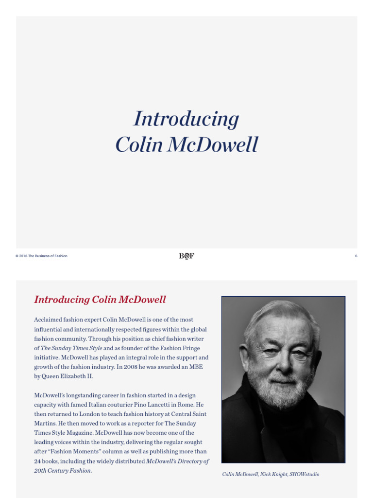 Colin McDowell: Fashion Authority | PDF