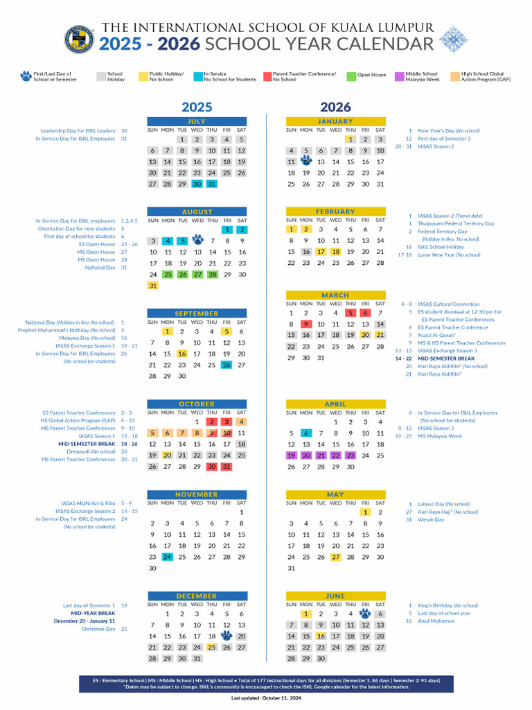 Iskl 2025 2026 Calendar Final | PDF