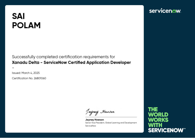 Xanadu Delta - ServiceNow Certified Application Developer | PDF