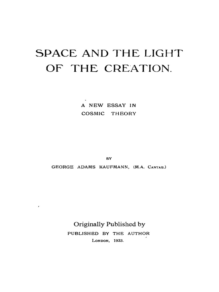 George Adams - Space & The Light of Creation (1933) | PDF | Rudolf ...