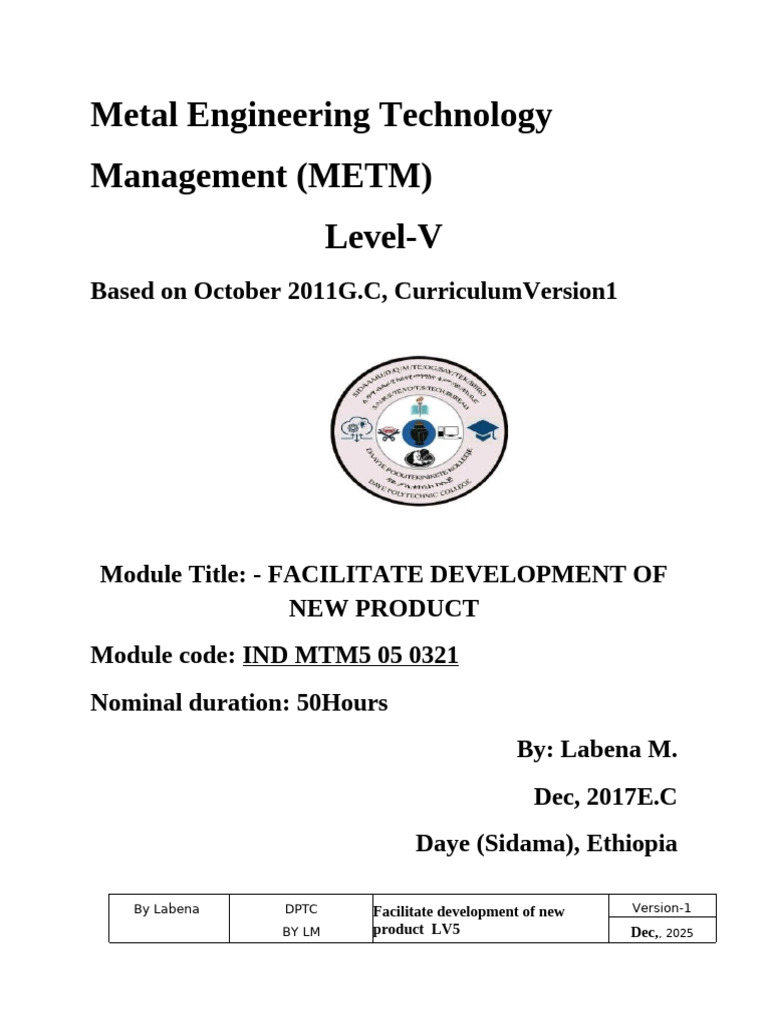 TTLM L5 UC5 Facilitate Development of New Product | PDF | Marketing | New Product Development