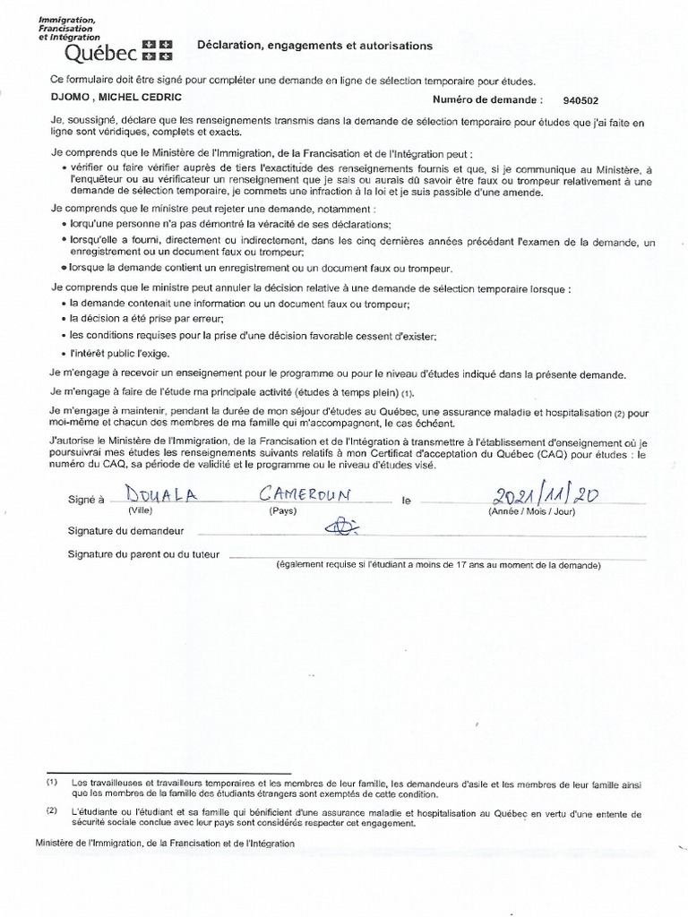 Formulaire Caq | PDF