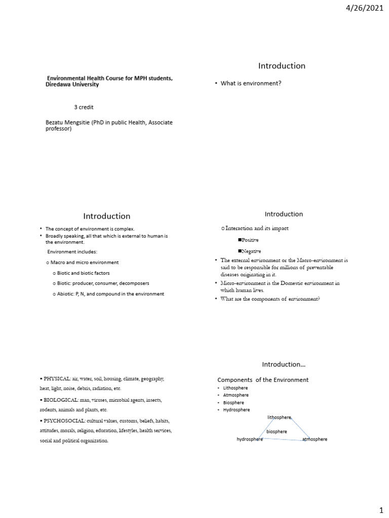2.introduction To Environmental Health | PDF | Natural Environment ...
