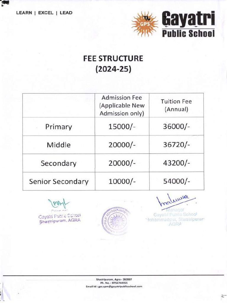 Fee Structure (2024 25) | PDF