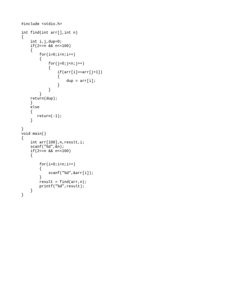 C Program to Find Duplicate Element | PDF