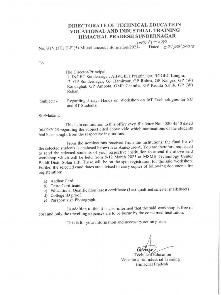 Workshop IOT Letter-1 | PDF