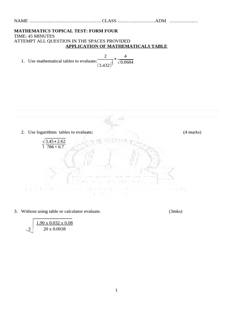 Mathematical Tables | PDF