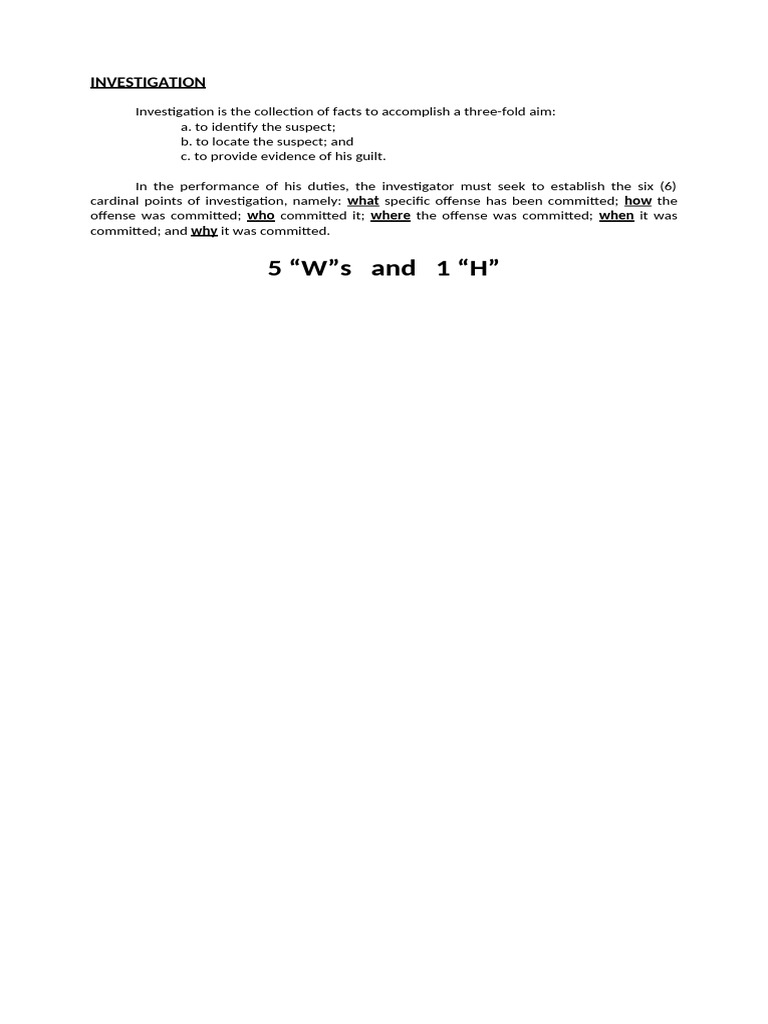 Definition of Investigation Process | PDF