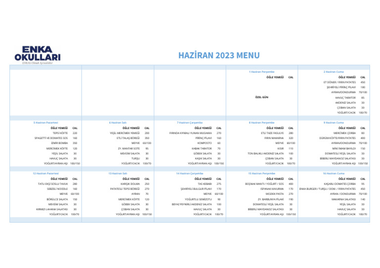 June 2023 Menu-Tr | PDF
