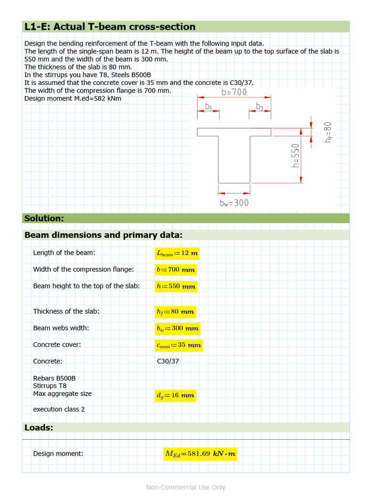 L1-E-Actual T-beam cross-section | PDF | Beam (Structure) | Materials