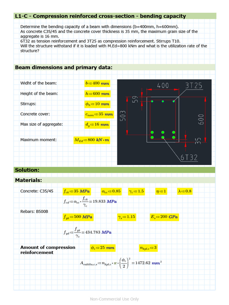 L1-C-Compression Rebar - Bending Capacity | PDF | Beam (Structure ...
