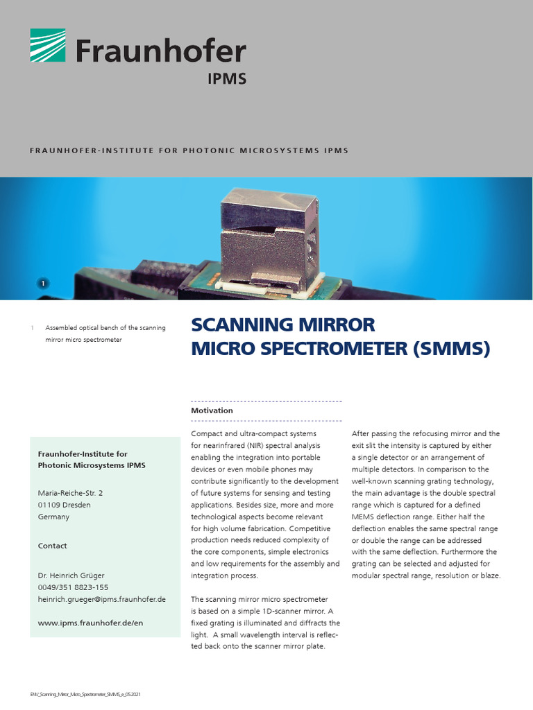 Scanning Mirror Micro Spectrometer | PDF | Spectrometer | Infrared