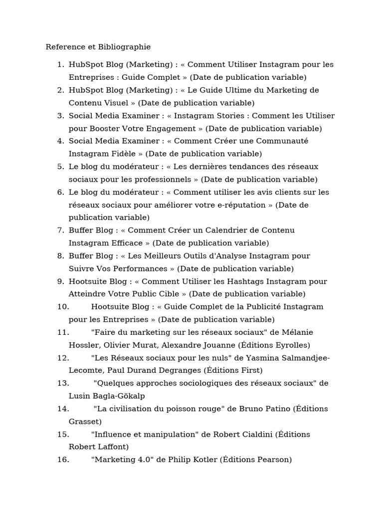 Reference Et Bibliographie | PDF | Customer Experience | Marketing