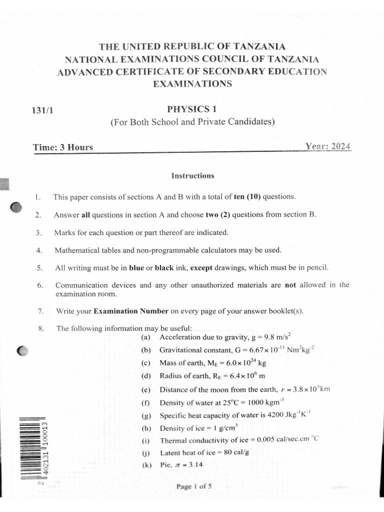 Physics1 F6 2024 | PDF