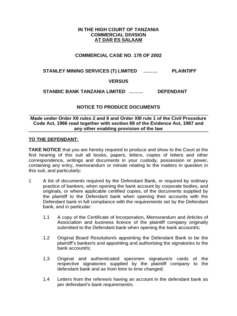 Notice to Produce Documents in Court | PDF | Lawsuit | Justice
